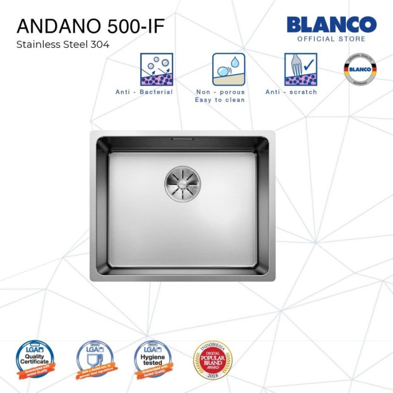BLANCO Andano 500-IF Stainless Steel Sink - Flat Rim - Toko Online ...