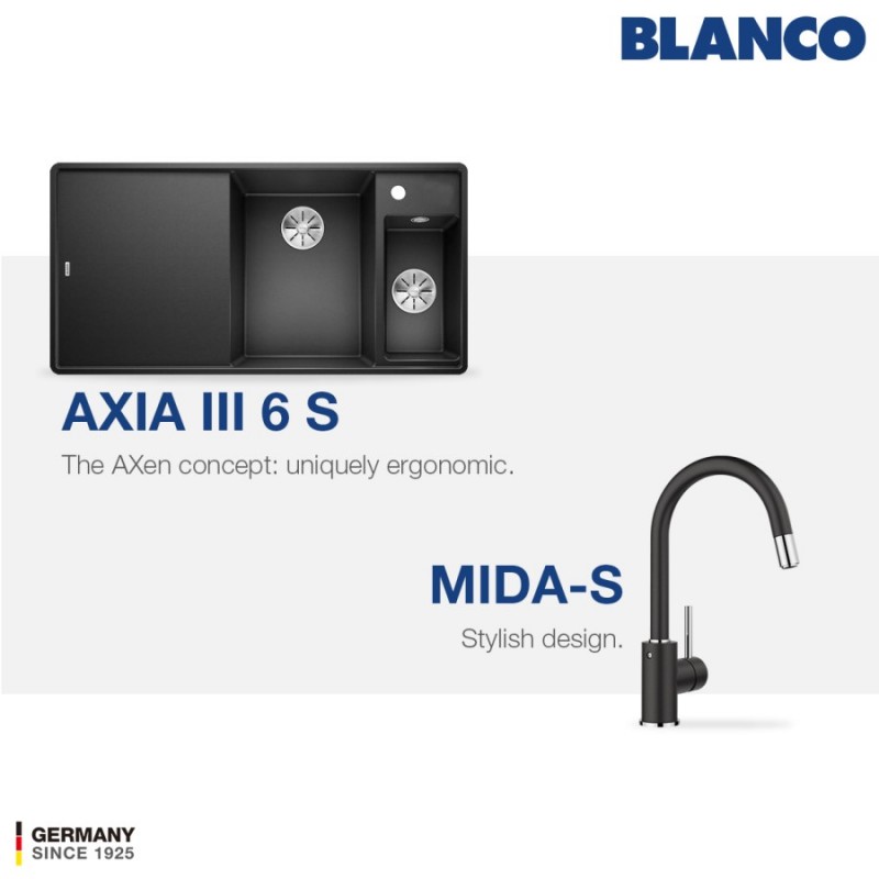 BLANCO Axia III 6S Silgranit + BLANCO MILI Chrome - Alumetallic - Toko ...